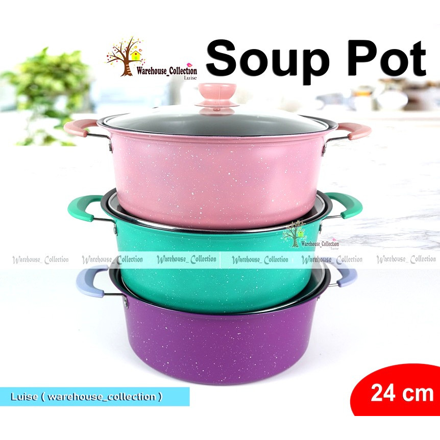 Jual PANCI SUP ENAMEL TUTUP KACA // SOUP POT PANCI SUSU 22CM & 24CM ...