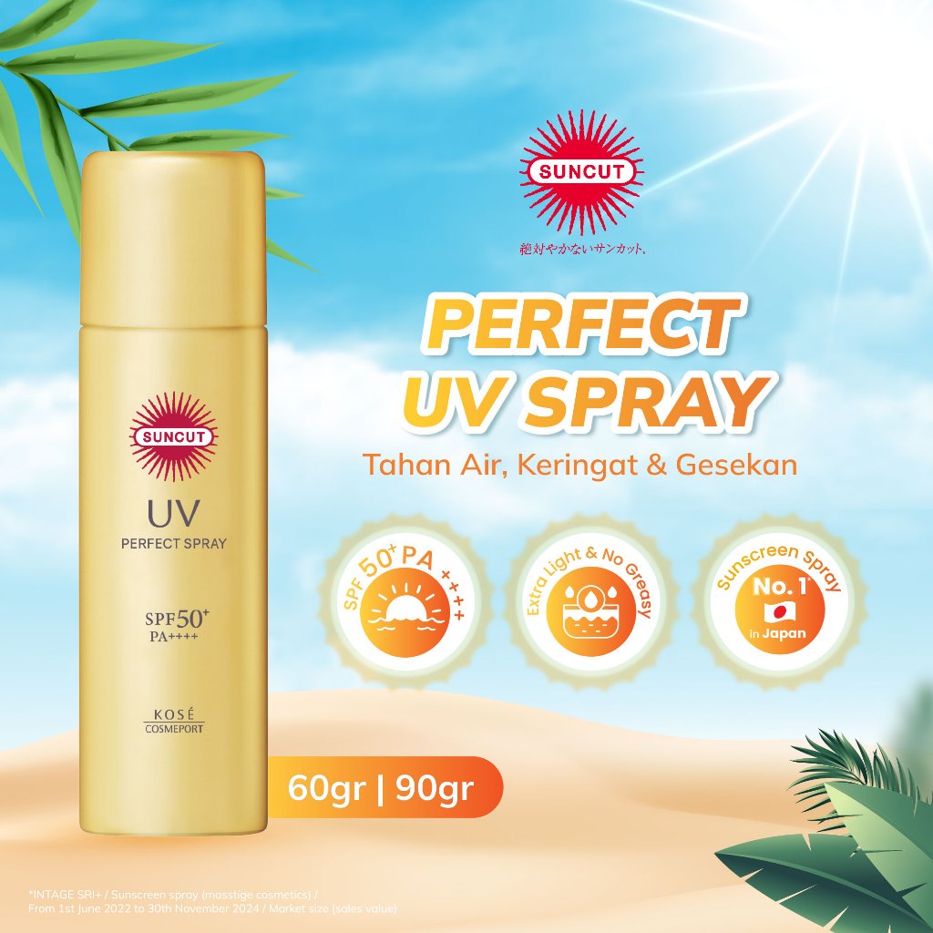 Jual KOSE SUNCUT UV Perfect Spray Gold SPF50+ PA++++ (Sunscreen Spray) | Shopee Indonesia