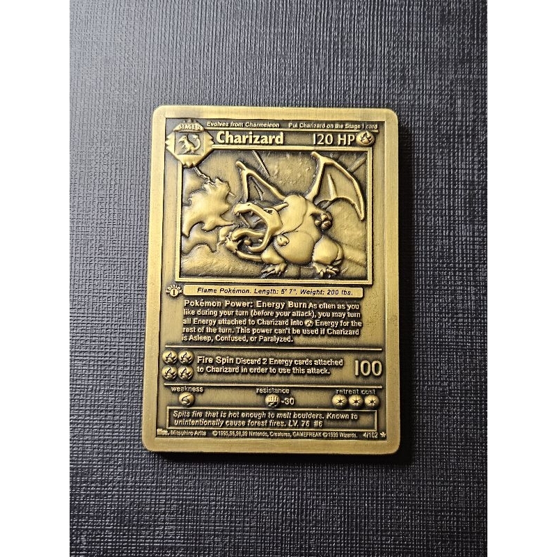 Jual Pokemon Metal Card - Charizard 1st edition Gold | Shopee Indonesia