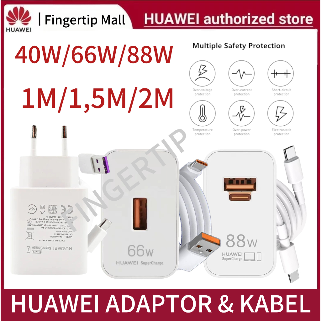 Jual Charger Huawei 40W 66 Watt 88 Watt Super Fast Charging Type C Original Suport Mate P30 P40 ...