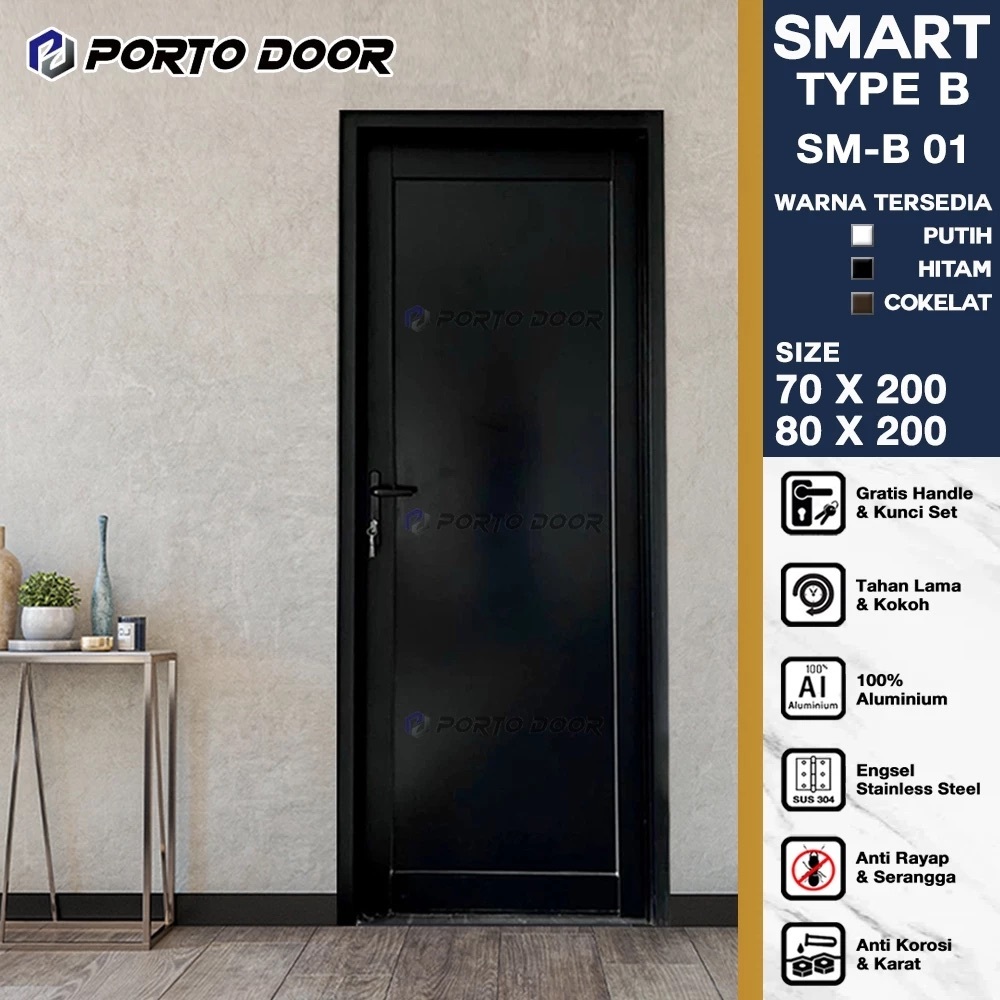 Jual PORTO DOOR PINTU ALUMINIUM / ALUMUNIUM SMART B 70X200CM / PINTU ...