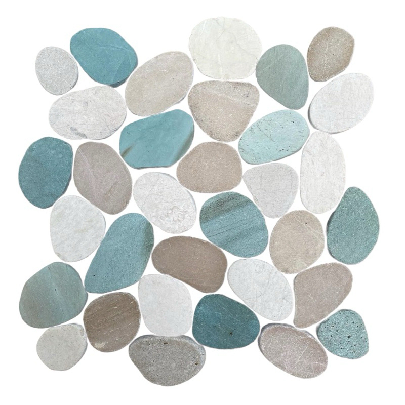 Jual Mix White - Tan - Green XL Jumbo Sliced Pebble Tile - Lantai ...