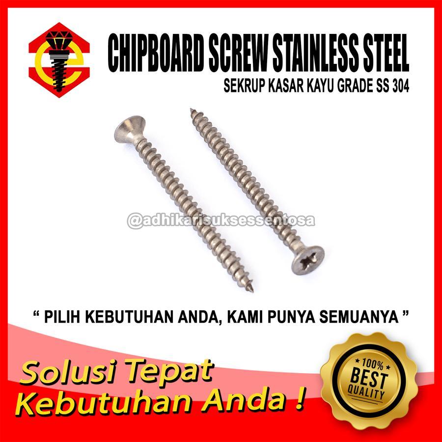 Jual SS 304 / Sekrup Kayu #8x2" / CHIPBOARD Screw Kasar M4x50 / Skrup 5 ...