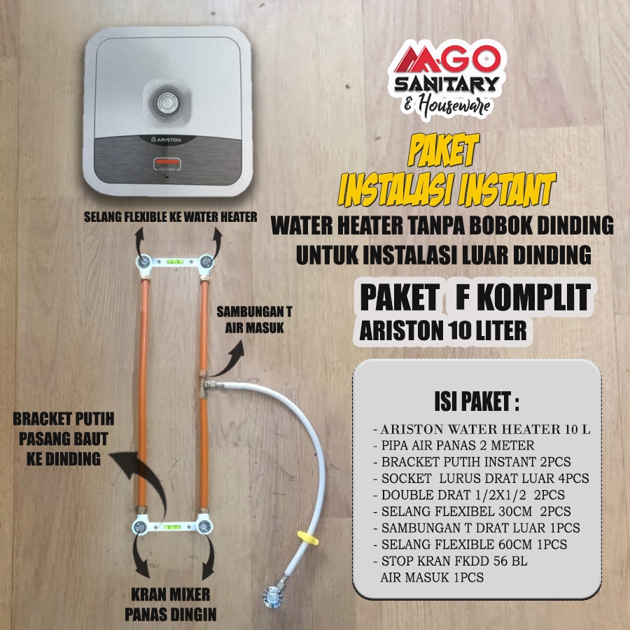 Jual PAKET LENGKAP INSTALASI INSTANT WATER HEATER PIPA DILUAR DINDING ...