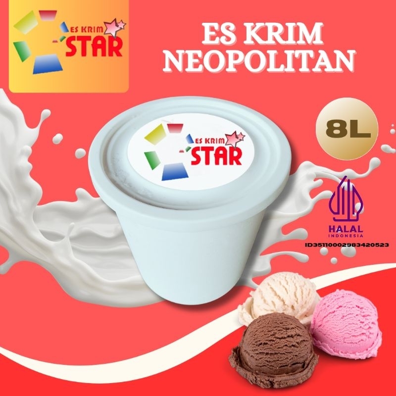Jual Ice Cream Es Krim Star Neopolitan 3in1 8 liter | Shopee Indonesia