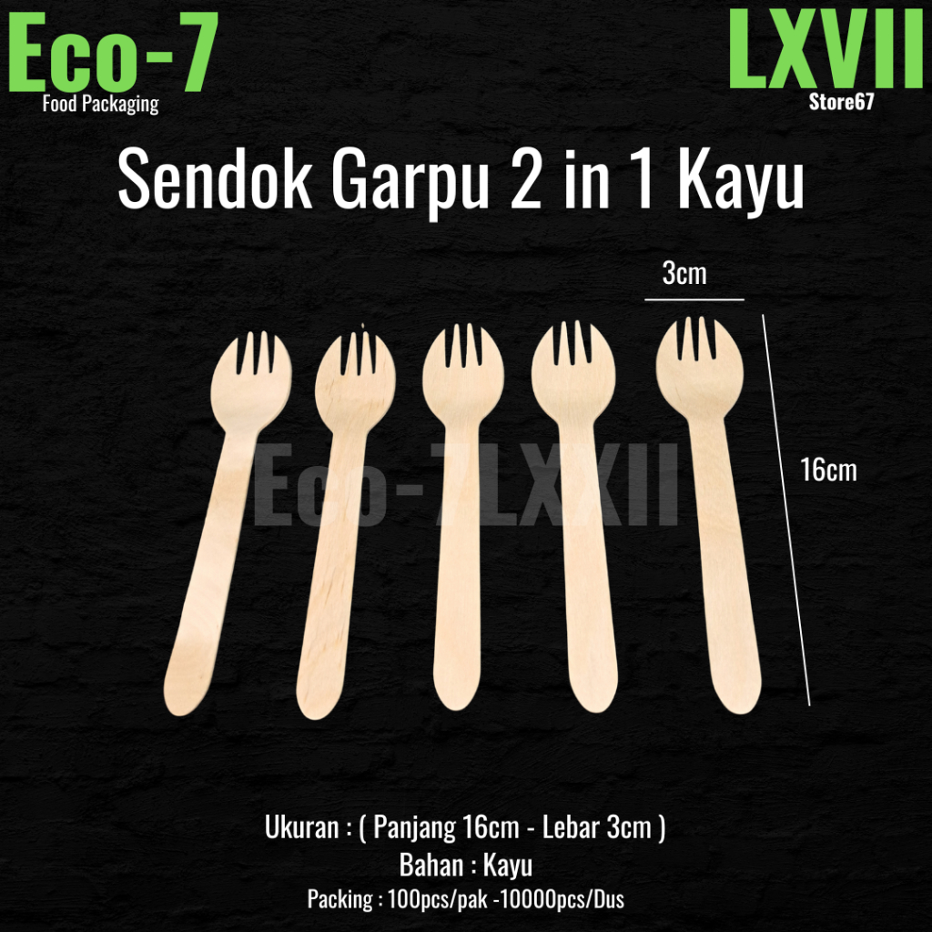 Jual Sendok Garpu 2in1 (Gase) Kayu - Sendok dan Garpu Kayu (100pcs ...