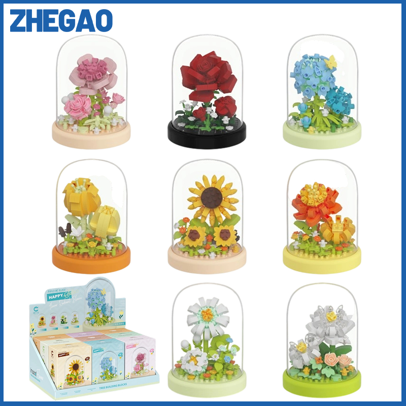 Jual ZHEGAO Bricks Bunga Sunflower Mainan Balok DIY Bangunan Buket ...