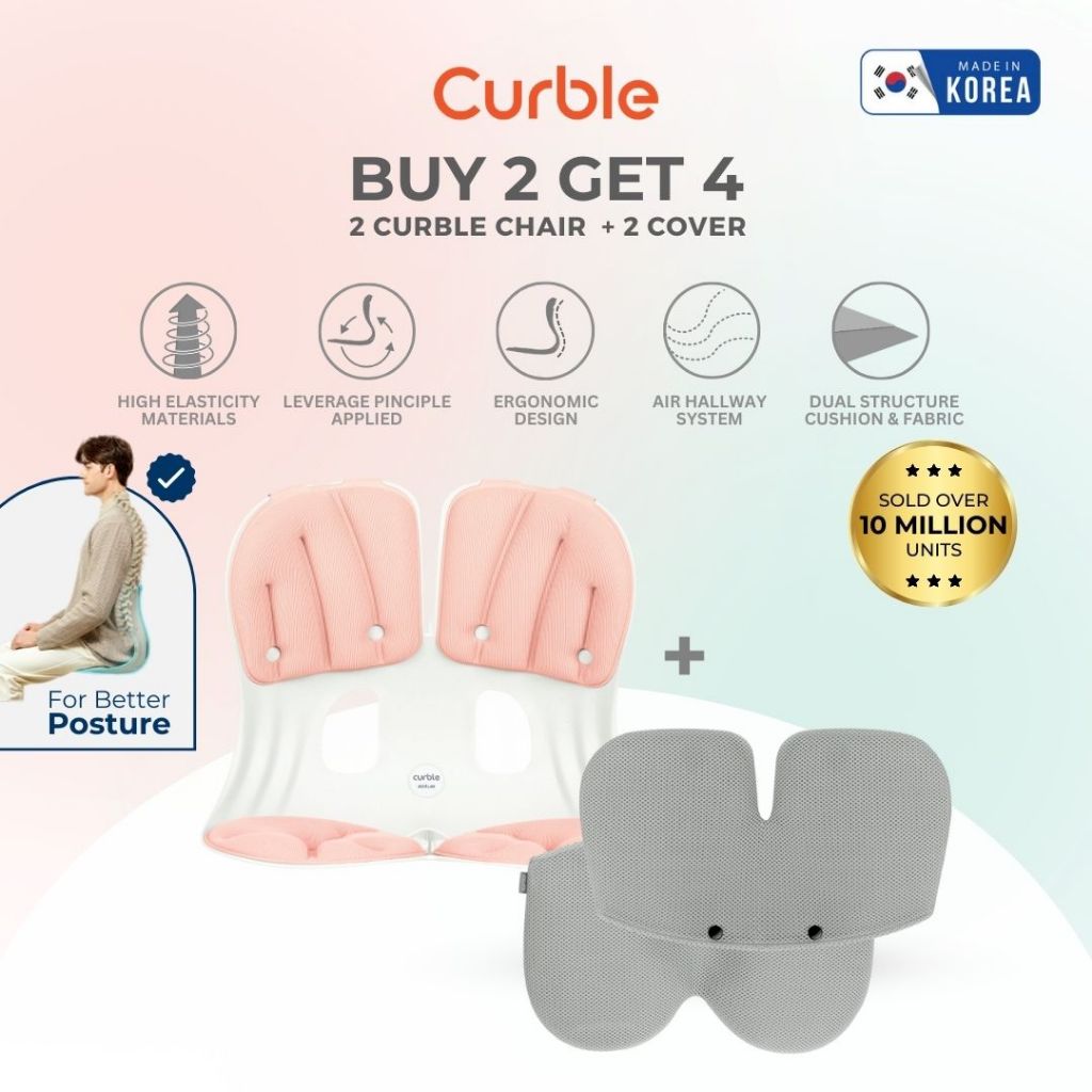 Jual Curble Posture Chair Grand (Peach) & Cover - BUY 2 GET 4 (2pcs Curble Chair Grand + 2pcs ...