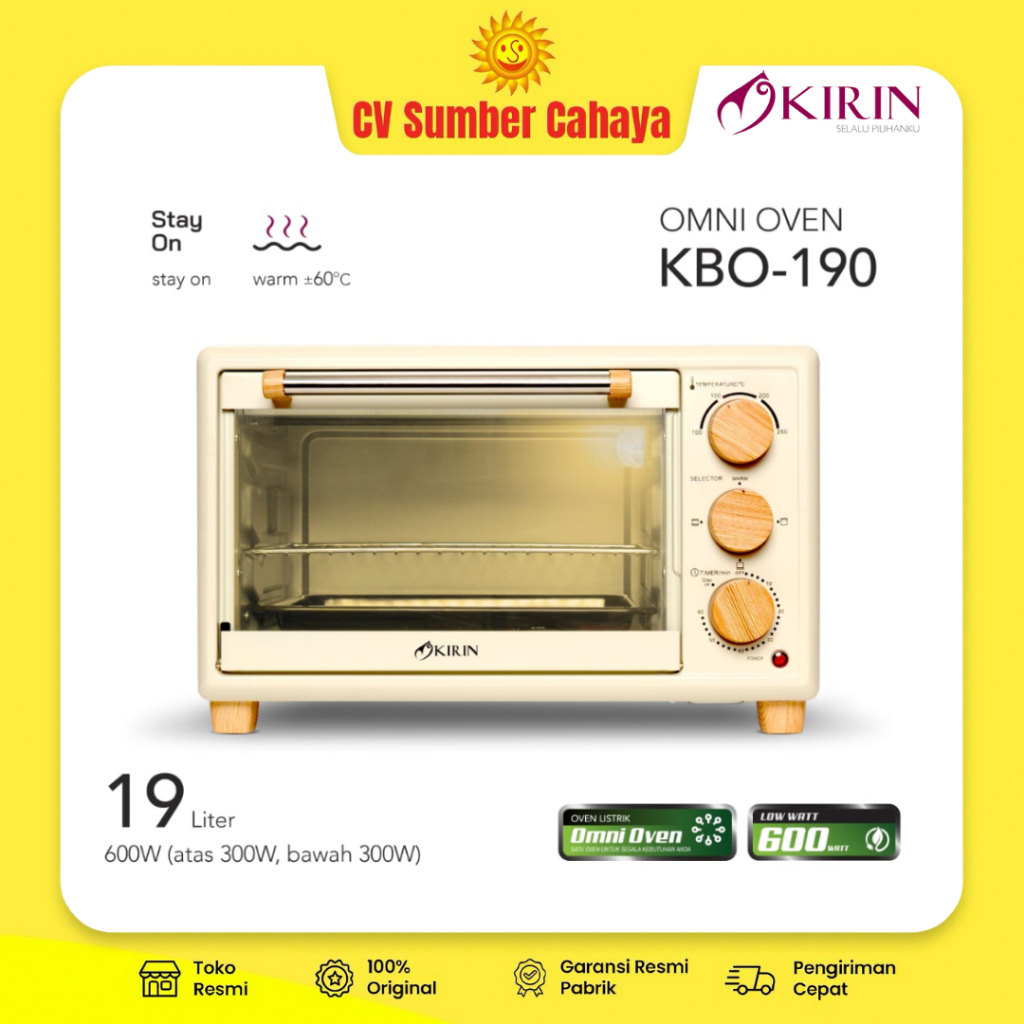 Jual Kirin Oven Listrik 19 Liter 19L Low 300 Watt KBO-190LW KBO 190 GARANSI | Shopee Indonesia