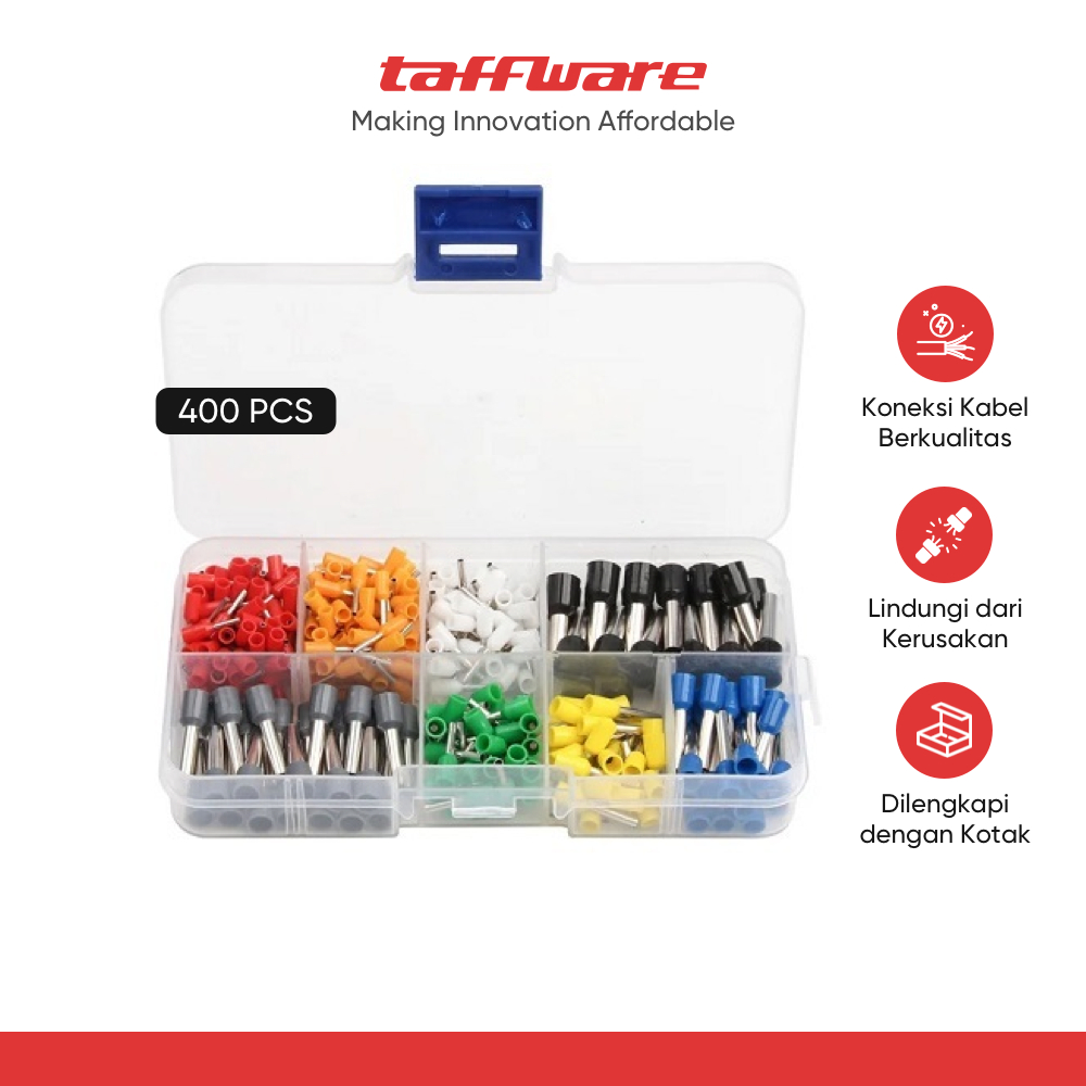 Jual Taffware Skun Ferrules Insulated Terminal Block Connector 400 PCS ...