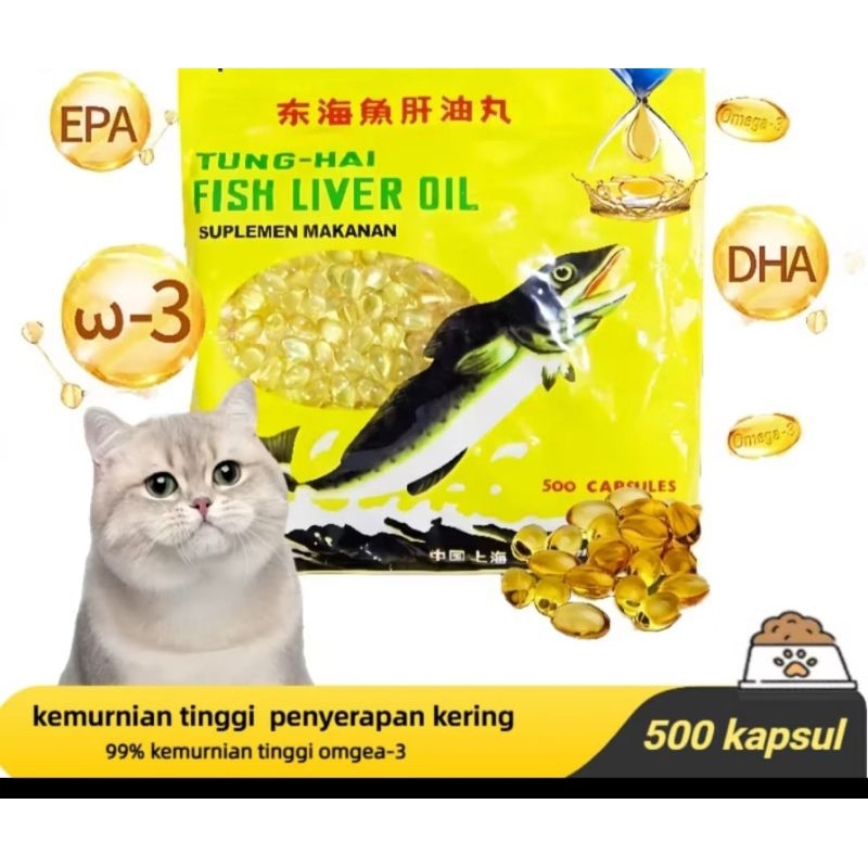Jual MINYAK IKAN TUNG HAI FISH LIVER OIL TUNG-HAI 500 CAPSULES TUNG HAY ...