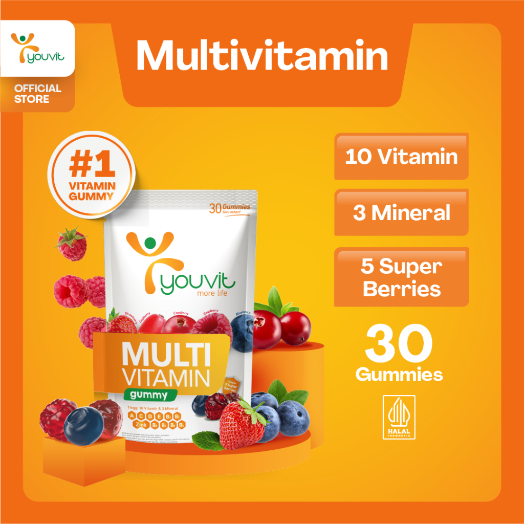 Jual Multivitamin Gummy Dewasa untuk Imunitas | Youvit Multivitamin Dewasa 30 Hari dengan ...