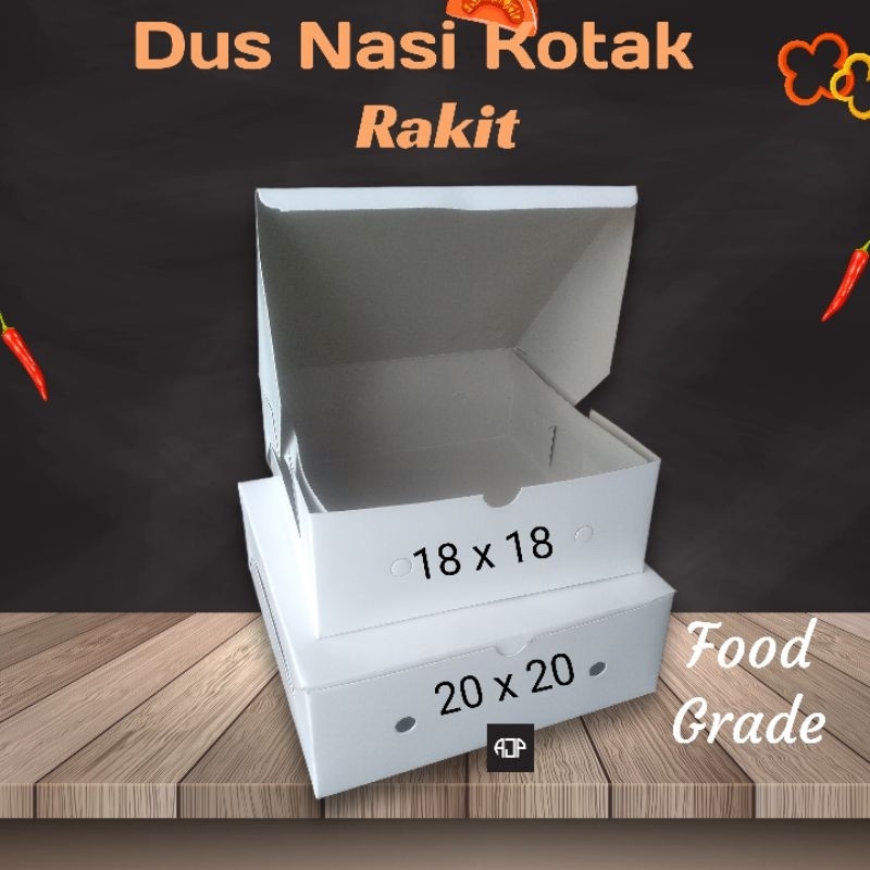 Jual Box Nasi Kotak / Dus Kemasan Makanan Putih Polos Tebal | 100 pcs ...
