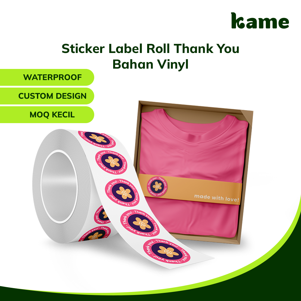 Jual Sticker Label Roll Thank You | Sticker Roll Custom | Bahan Vinyl ...