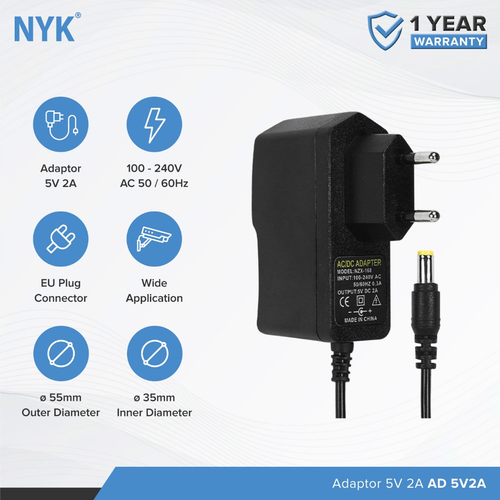 Jual NYK ADAPTOR 5 Volt 2 Ampere AD 5V2A | Shopee Indonesia