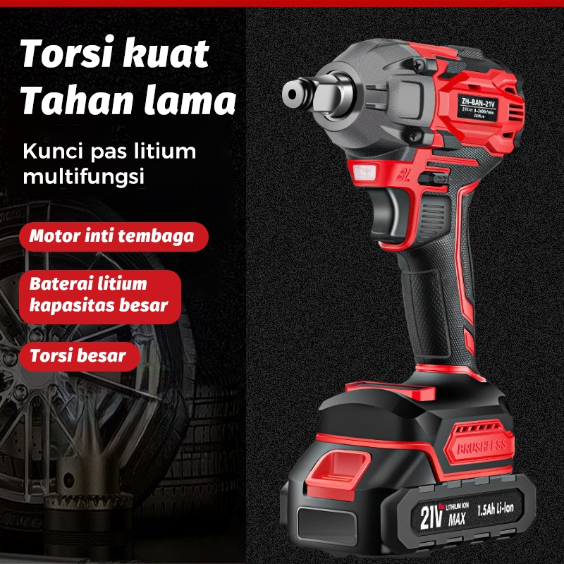 Jual PROMO Bor Listrik / 21V Cordless Impact Wrench / 320N.M Mesin ...