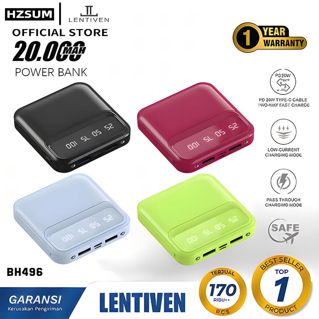 Jual HZSUM LENTIVEN 20000mAh Powerbank Mini Fast Charging 4 KABEL ...