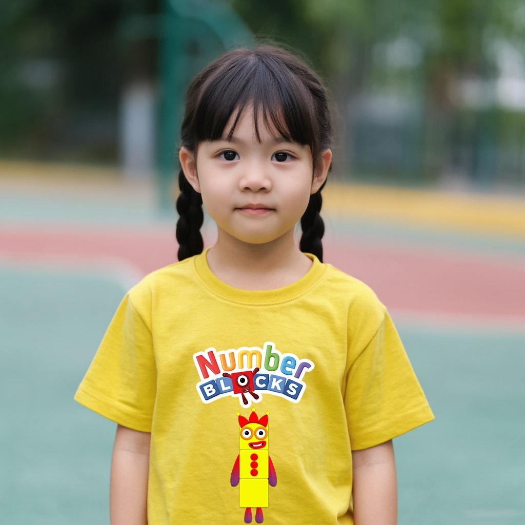 Jual Kaos Number Blocks Angka 3 Anak, Warna Kuning Umur 1-10 Tahun ...