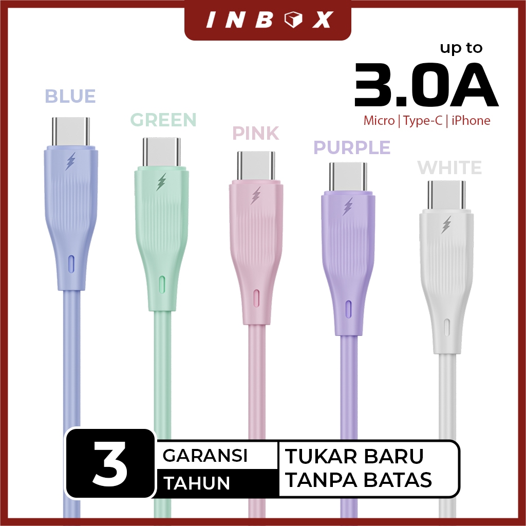 Jual INBOX MM-11 Kabel Data 3.0A Fast Charging USB 2.0 Micro Type C ...
