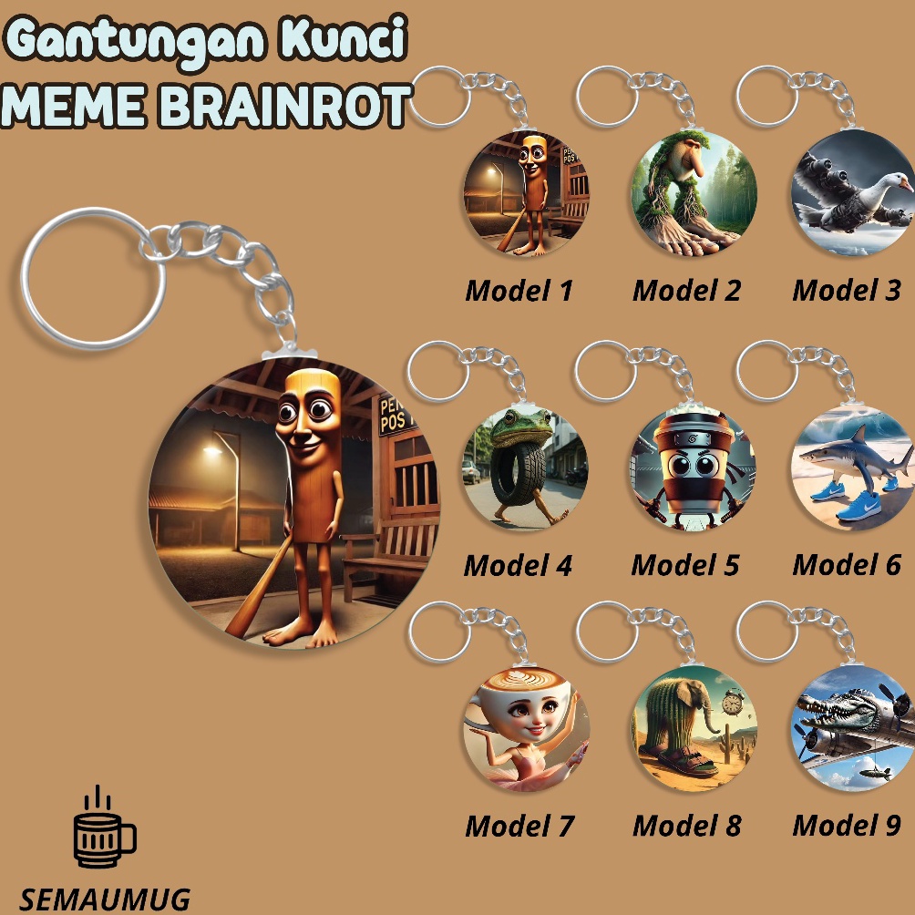 Jual Semangat Abis Gantungan Kunci Brainrot Tung Sahur Kado Ganci Bulat ...