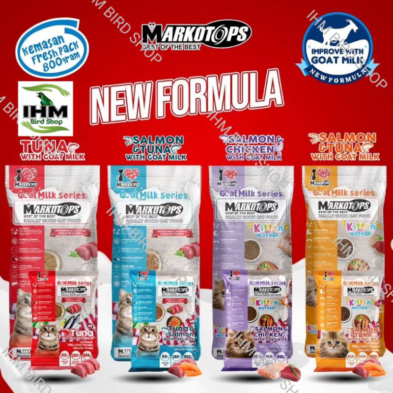 Jual IHM - Markotop Dry Food Adult 800gr & Mother Kitten 1Kg Goat Milk ...