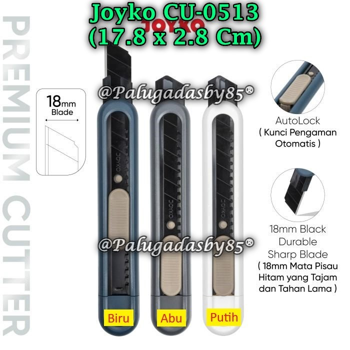 Jual (1 Biji) GROSIR Cutter JOYKO CU-0513 Besar / Cutter Pisau Pemotong Premium Joyko CU-0513 (1 ...