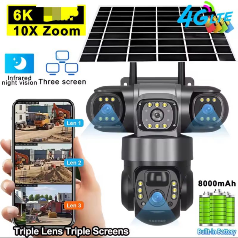 Jual New Camera CCTV SIM-card 4G Solar Panel TIGA lensa / TIGA Layar ...