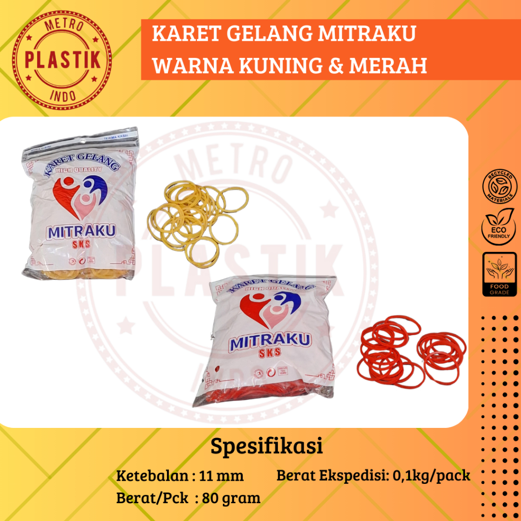 Jual Karet / Karet Gelang Merah & Kuning / Karet MITRAKU / Karet Murah ...