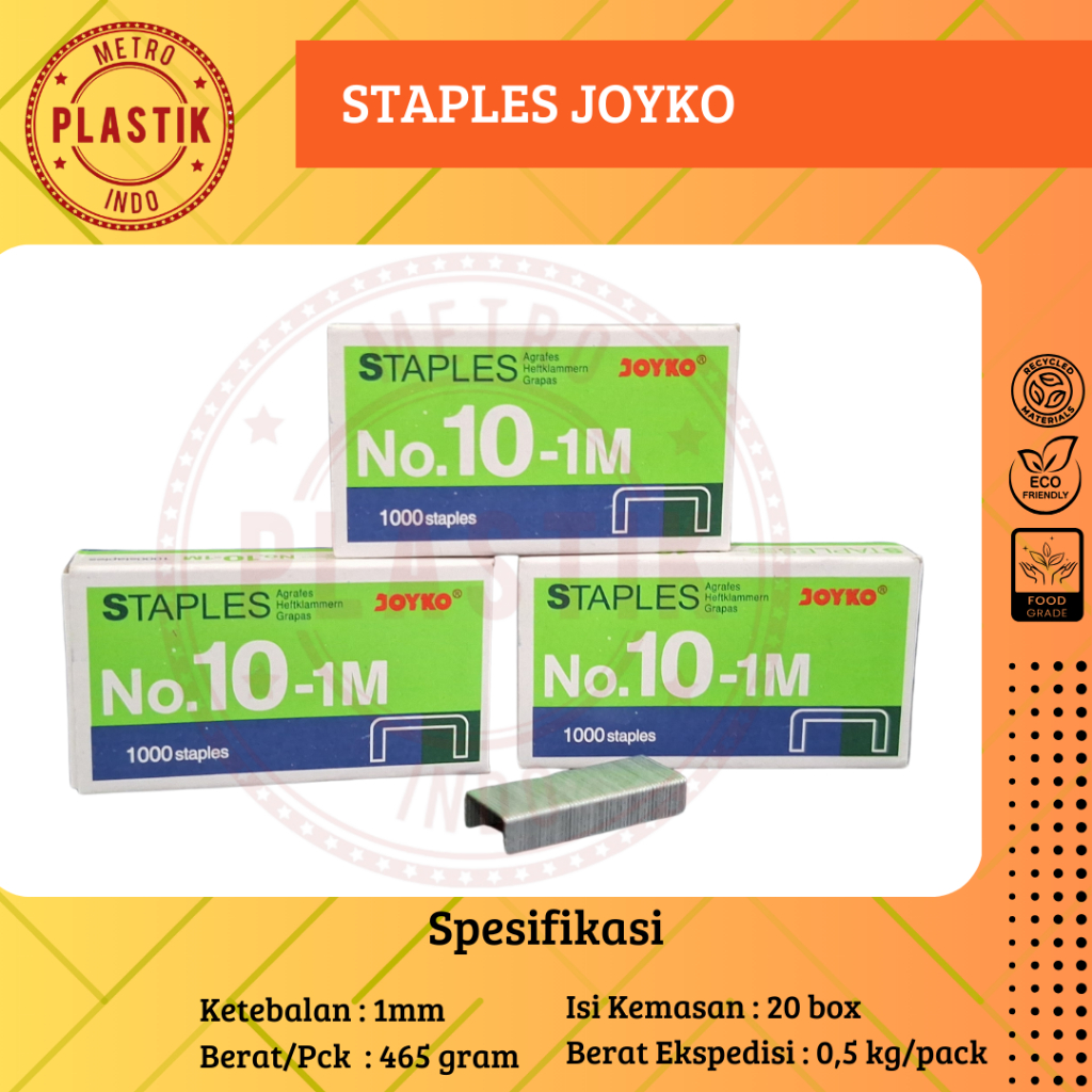 Jual Isi Staples Joyko No. 10-1M Isi 1000pcs ( Pack Kecil ) Binder ...