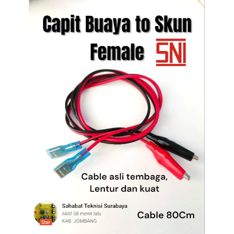 Jual kabel capit buaya to Skun Female | Cable capit to Skun Female ...