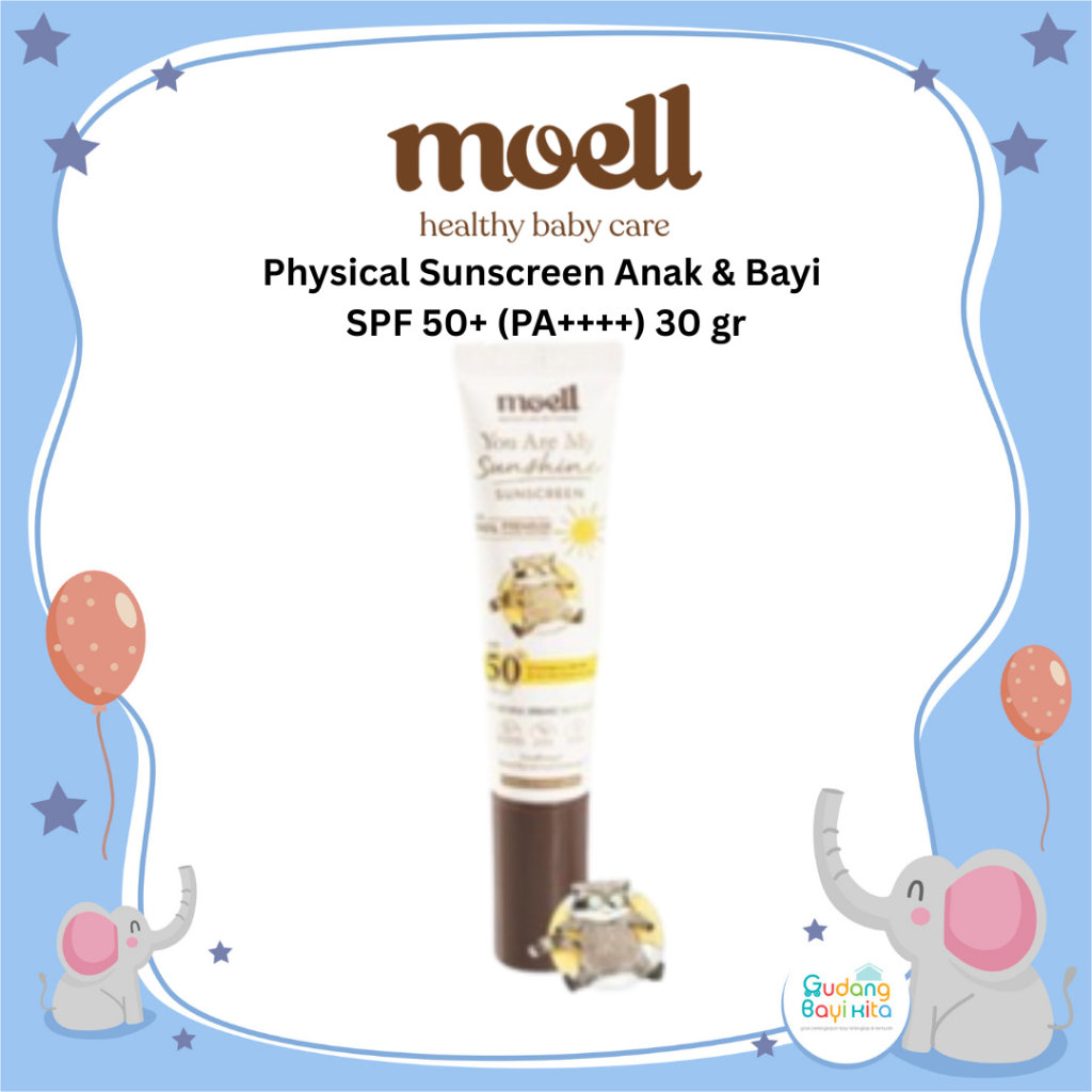 Jual Moell Physical Sunscreen Anak & Bayi SPF 50+ (PA++++) 30 gr ...