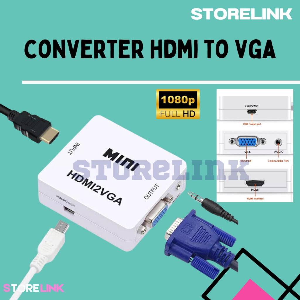 Jual HDMI2VGA Converter HDMI To VGA Mini Adapter HD Video 1080P ...
