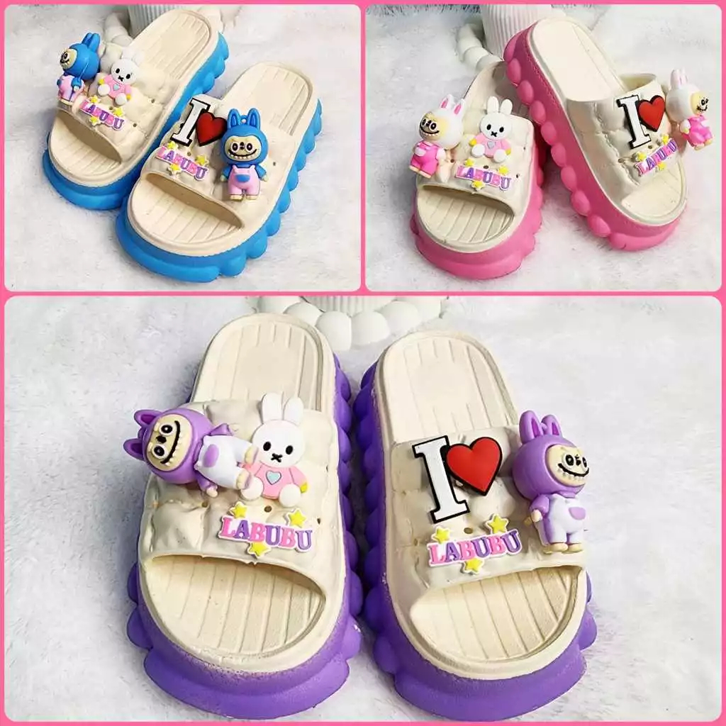 Jual Sandal Selop Labubu I Love You Sendal Slop Anak Perempuan LABUBU ...