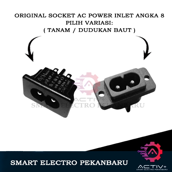 Jual ORIGINAL SOCKET AC INLET ANGKA 8 (PILIH VARIASI MODEL: TANAM / LUBANG BAUT) Outlet Inlet ...