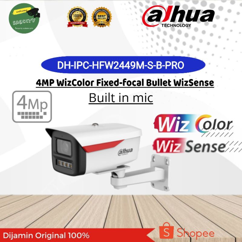 Jual DAHUA DH-IPC-HFW2449M-S-B-PRO IP CAMERA 4MP AUDIO WIZCOLOR WIZSENSE BEST PRODUCT | Shopee ...