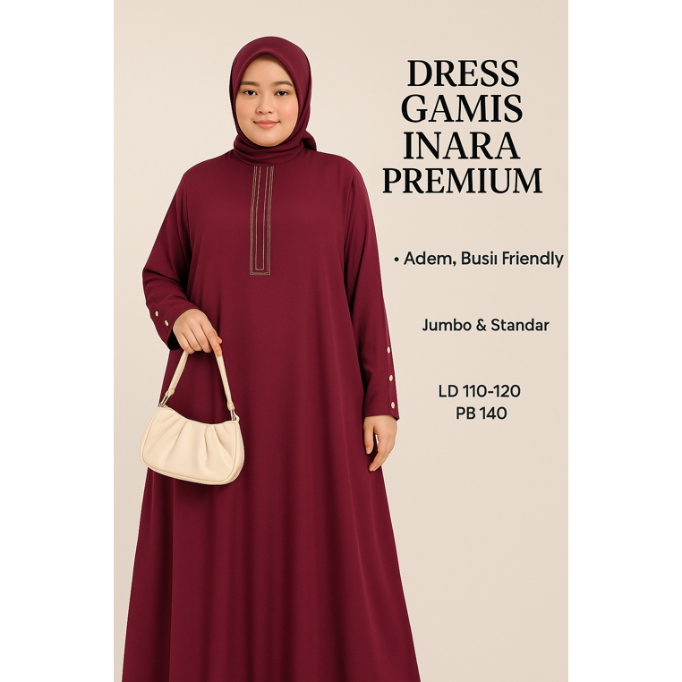 Jual Gamis Inara Shakila Premium | LD 110–120 PB 140 | Size Standar & Jumbo | Bahan Tiffany ...