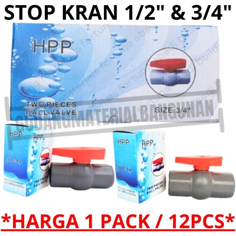 Jual [12PCS HPP] stop kran ball valve pvc 1/2 inch 3/4 inch HPP 1 PACK 1PACK 12PCS 1LUSIN 1 ...