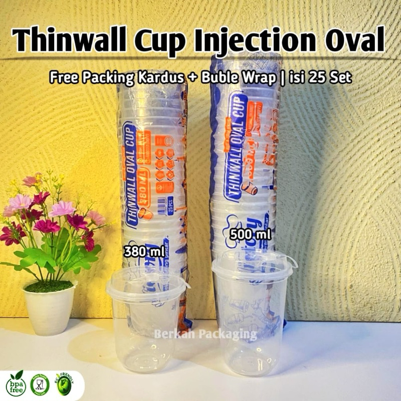 Jual (25set) Thinwall Cup Injection (Oval) + Tutup Merk Victory | Gelas ...