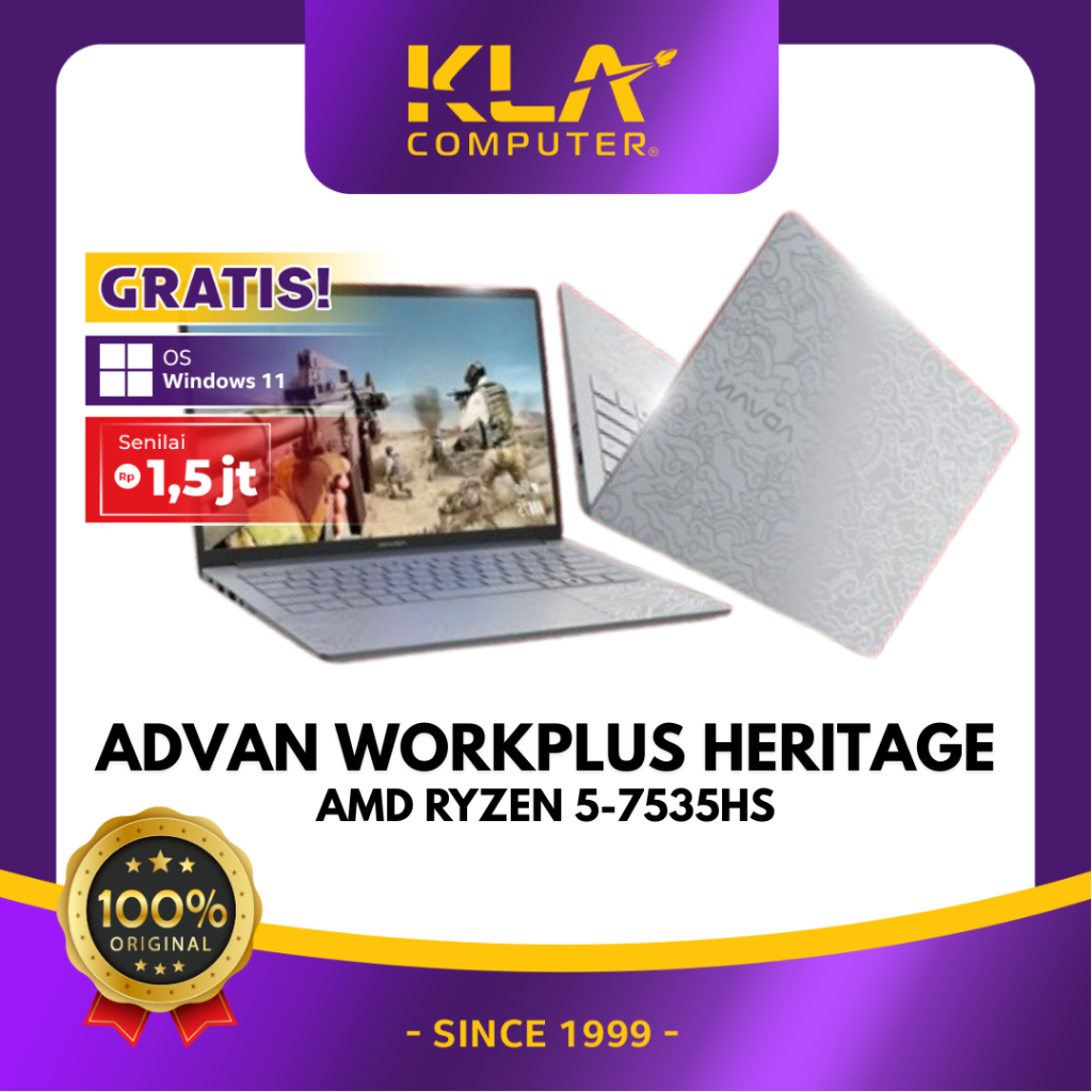 Jual ADVAN Laptop Workplus Heritage AMD Ryzen 5 7535HS 8GB 512GB SSD 14 ...