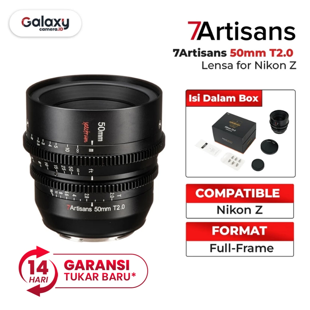 Jual 7Artisans 50mm T2.0 Spectrum Cine Lens for Nikon Z Mount Full Frame Resmi | Shopee Indonesia