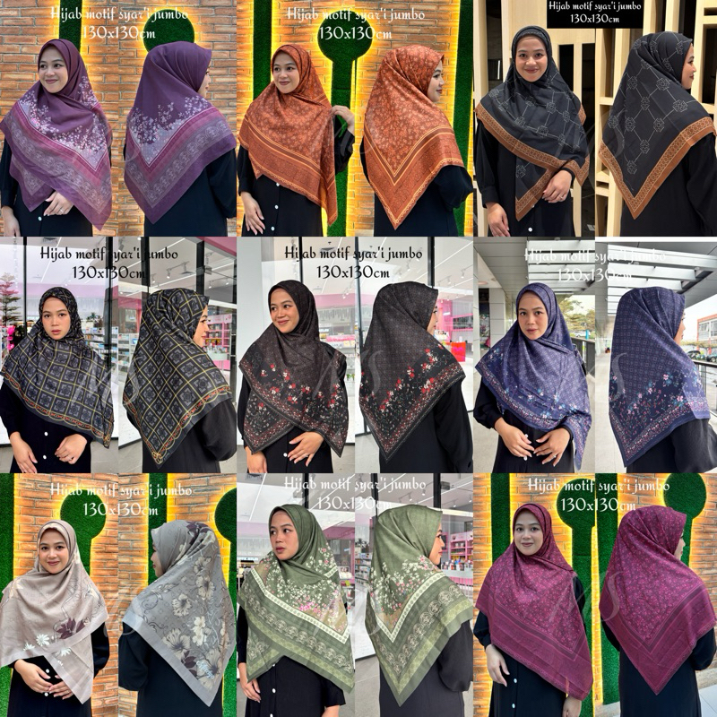 Jual Hijab segiempat syar'i motif-Hijab motif jumbo mewah elegan ukuran ...