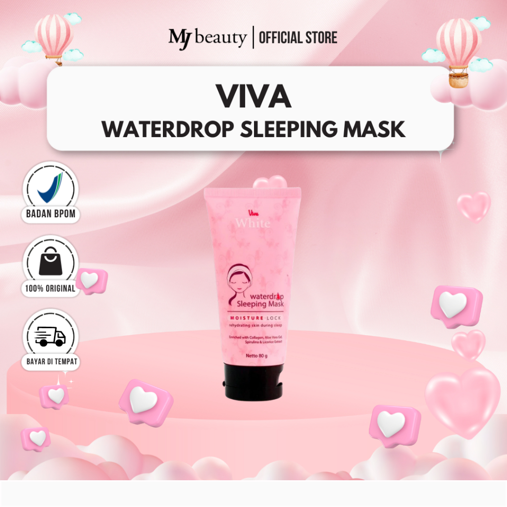 Jual Viva White Waterdrop Sleeping Mask with Collagen, Aloe Vera Gel ...