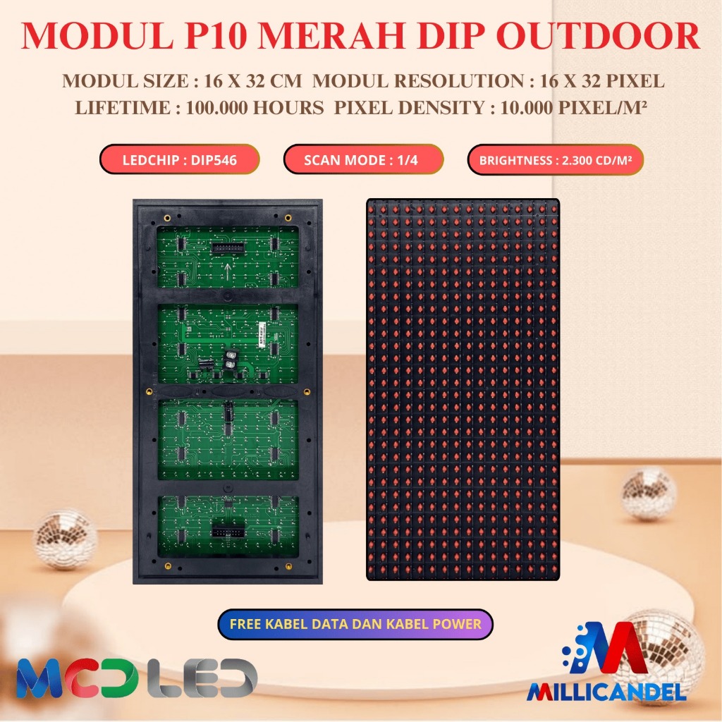 Jual PANEL MODUL MODULE P10 MERAH DIP OUTDOOR | Shopee Indonesia