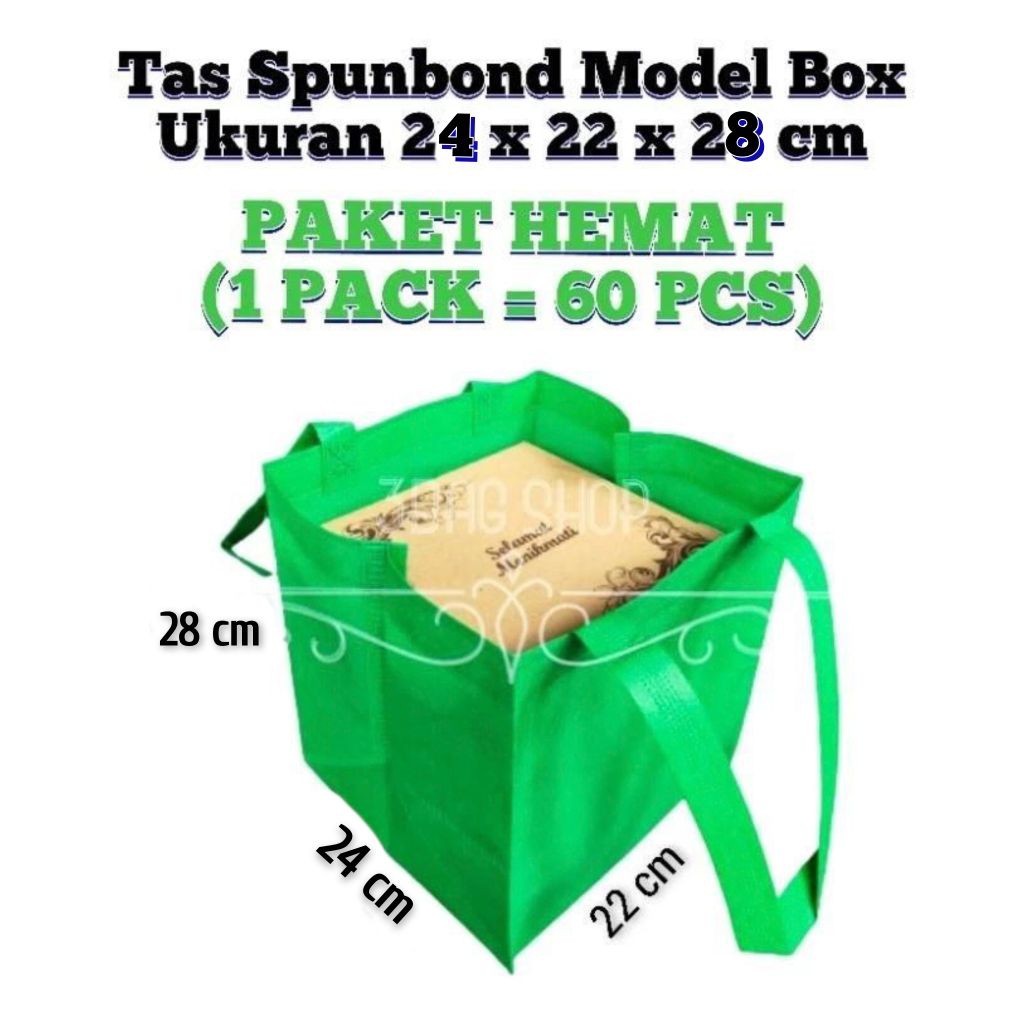 Jual (1 PACK = 60 PCS) Goodie Bag Tas Hajatan Spunbond 22x22 cm Tinggi ...