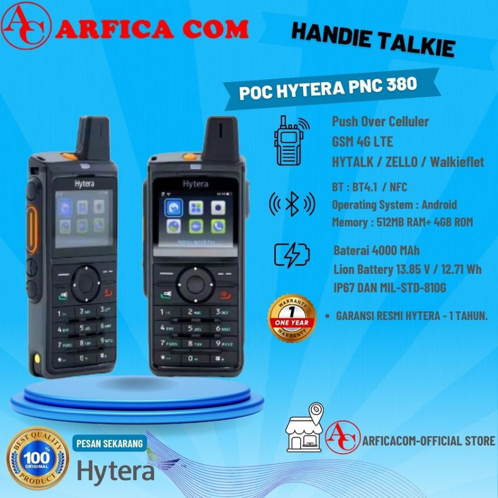 Jual HT Hytera PNC380 Pro HT POC 4G Wifi GPS NFC IP67 PNC 380 HYT PNC380 | Shopee Indonesia