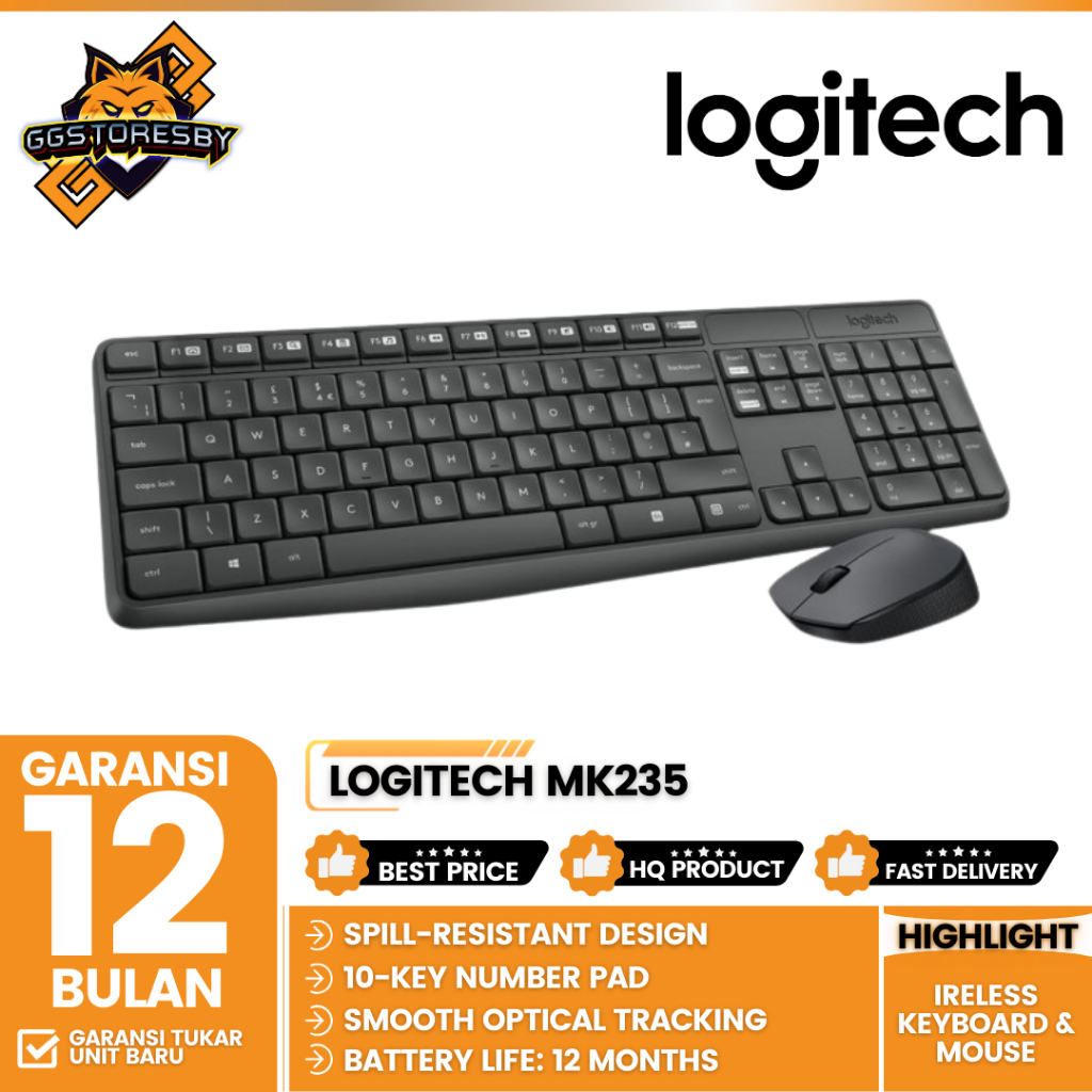 Jual Logitech Mk235 / Mk-235 Wireless Keyboard & Mouse | Shopee Indonesia