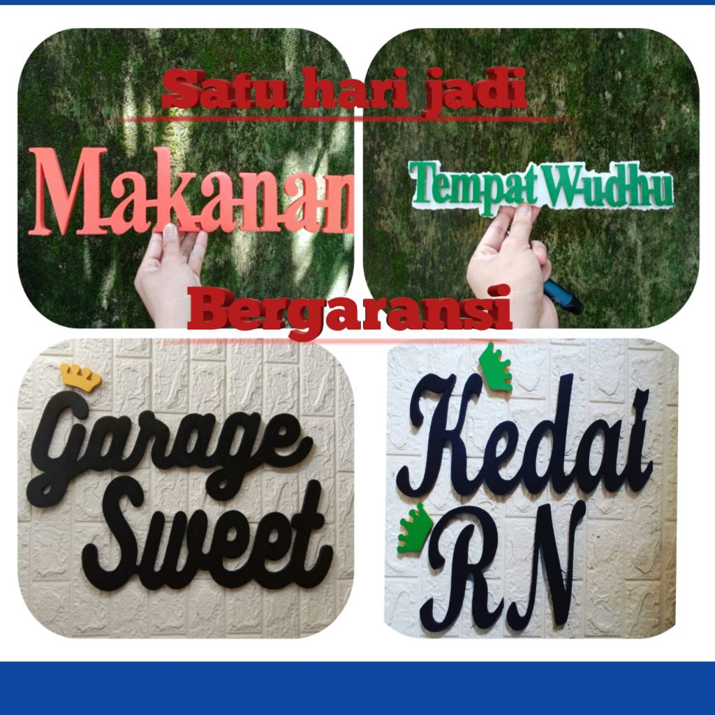 Jual huruf kayu timbul/hiasan dinding/dekorasi nama/huruf kayu costom ...