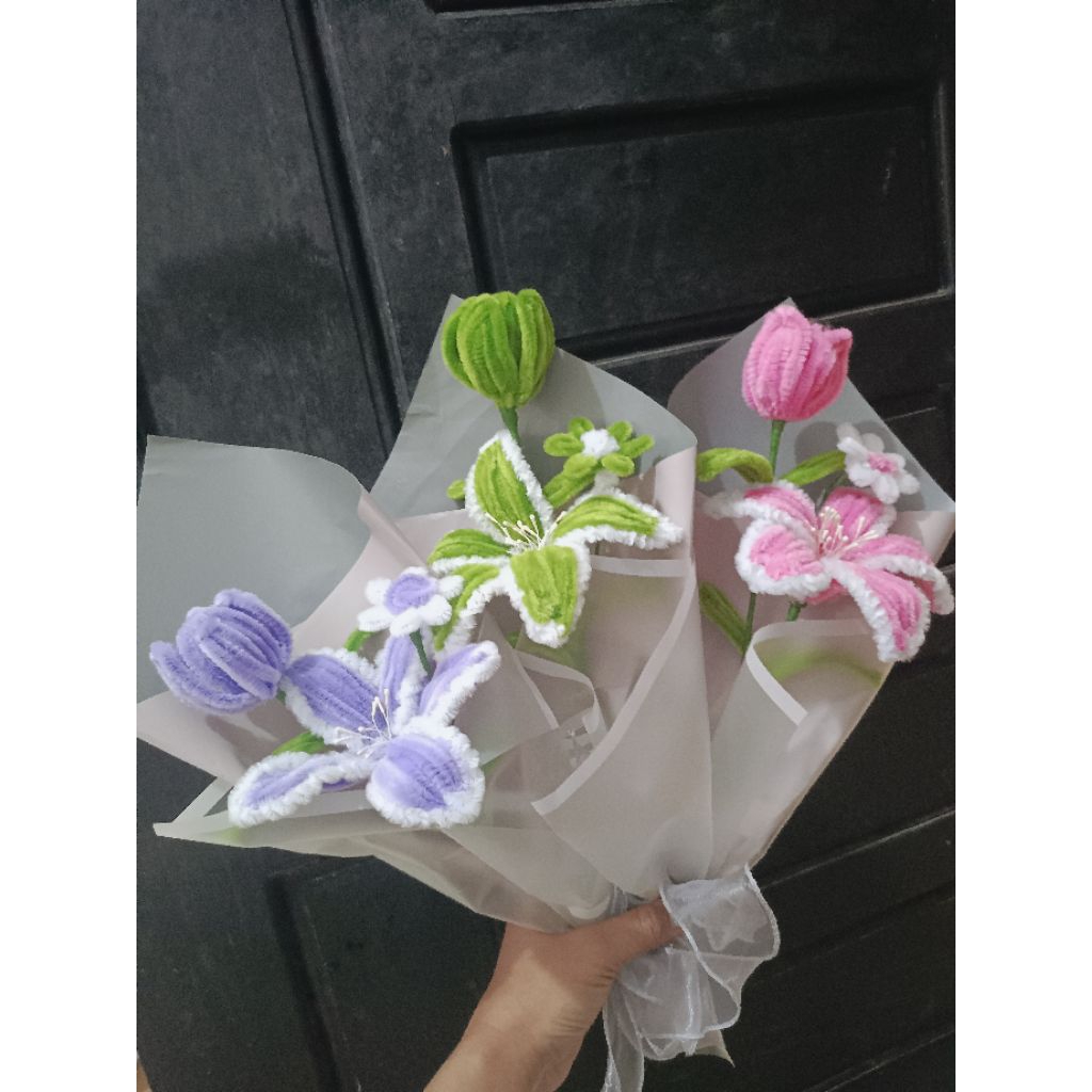 Jual Ready buket simple bunga kawat bulu | Shopee Indonesia