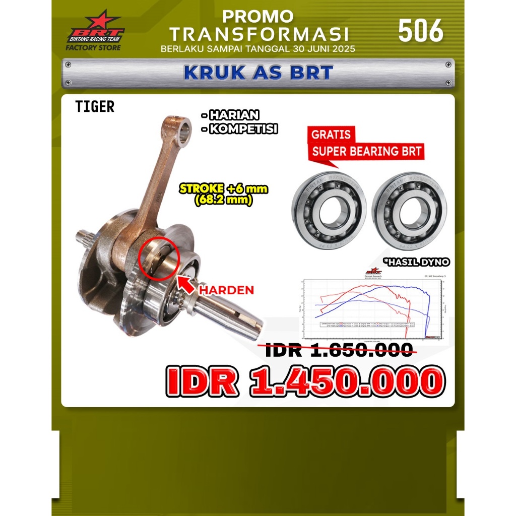 Jual KRUK AS CRANKSHAFT BANDUL STROKE UP STROKE +6 MM (68.2 MM) TIGER ...
