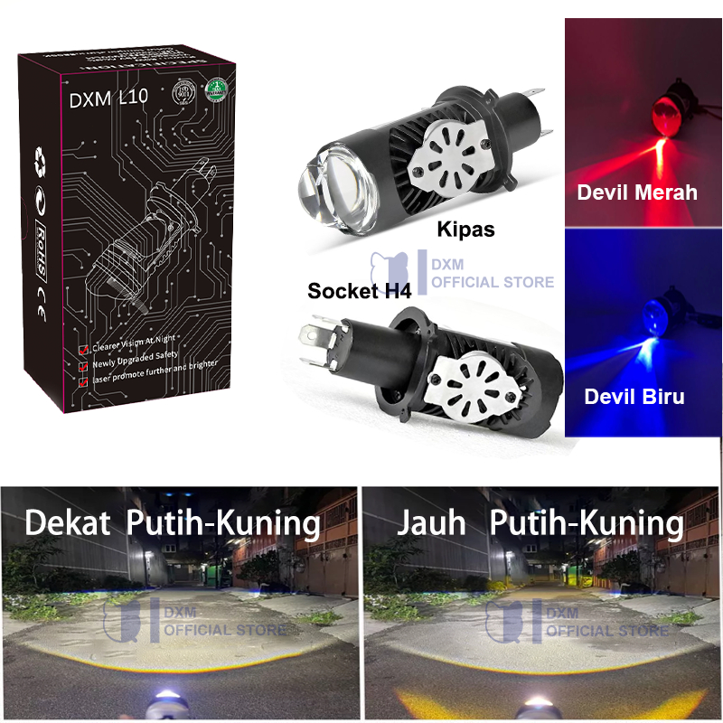 Jual Viral !!! Dxm Premium Lampu Utama Led H4 Original L10 High Low Dc ...